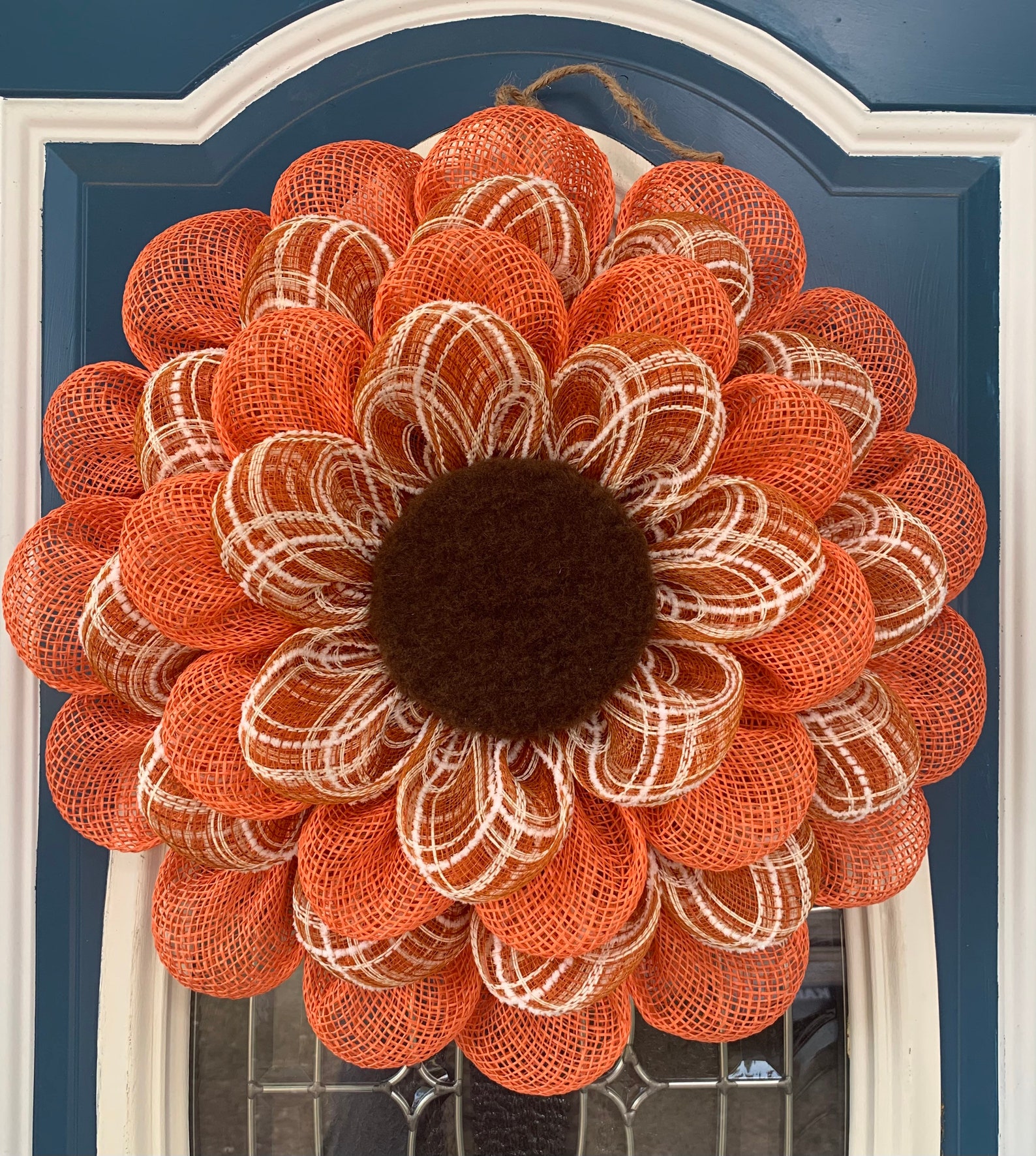 Poly Burlap Sunflower Orange Wreath. Every Day Poly Burlap Wreath. - Etsy