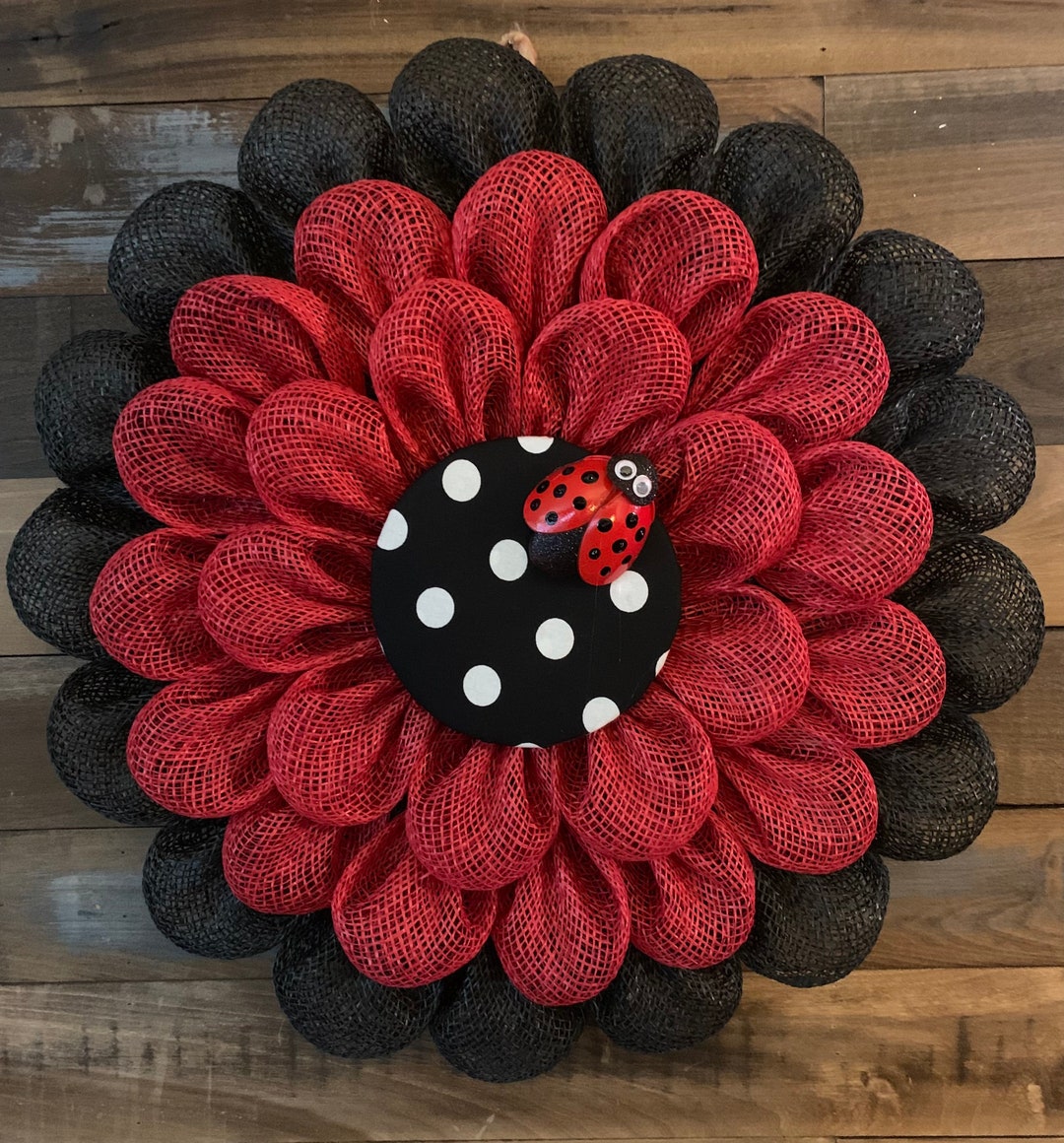 Ladybug Wreath. Poly Burlap Lady Bug Wreath, Spring Summer, Poly Burlap ...