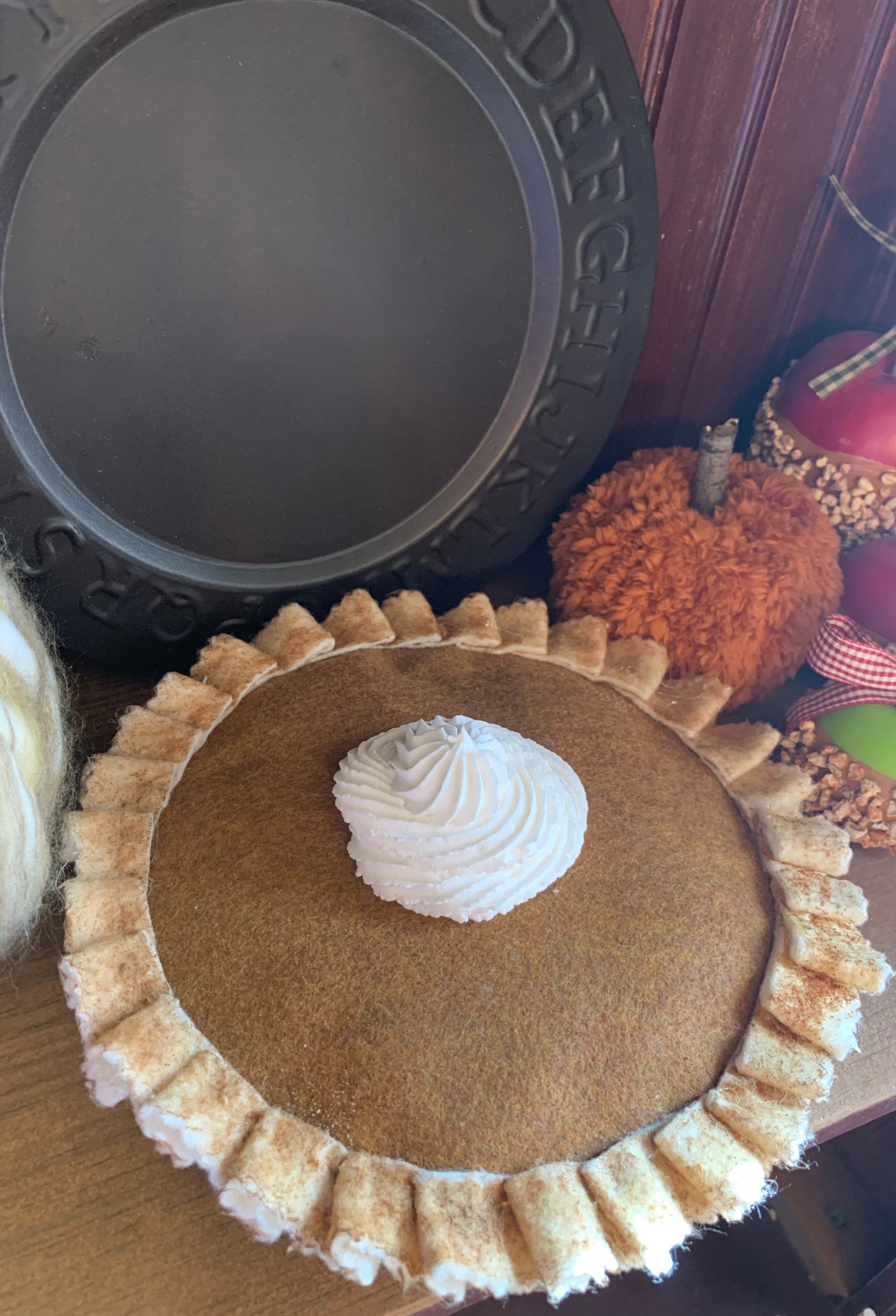 Primitive Pumpkin Pie Decoration, Miniature Faux Pies, Fake Pumpkin Pie ...