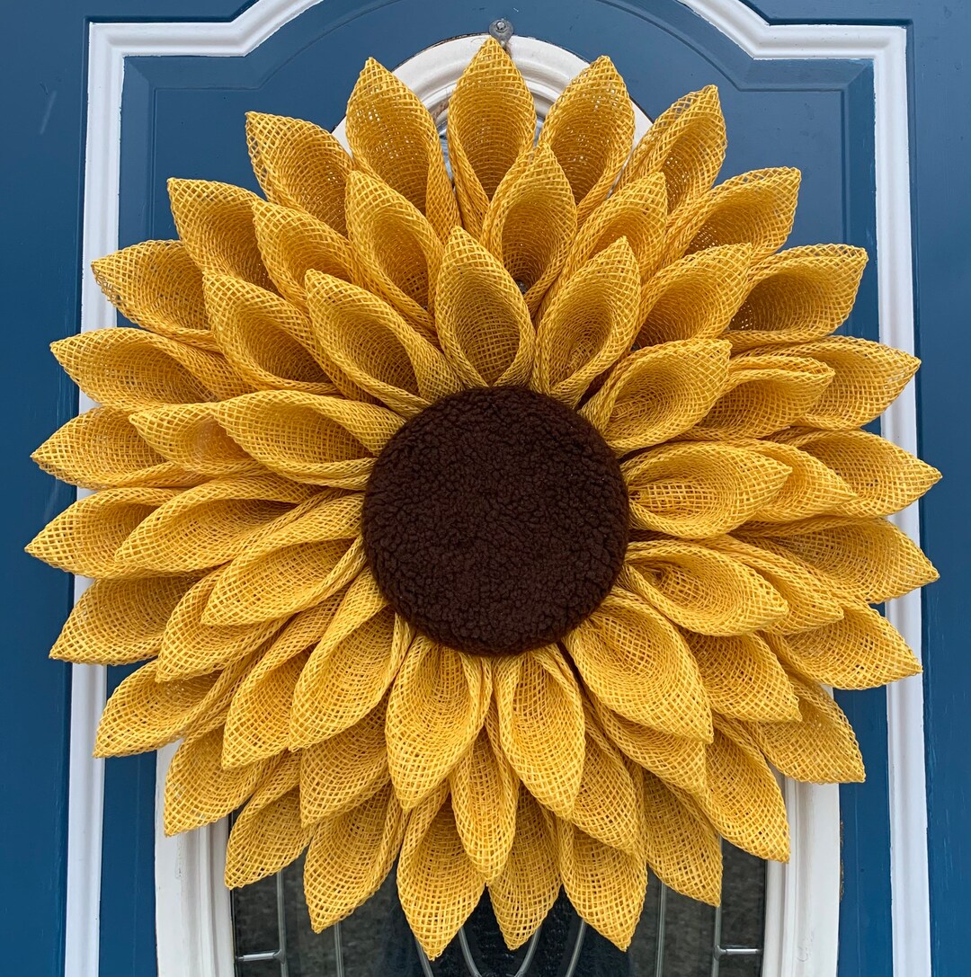 Poly Burlap Sunflower Wreath, Sunflower, Wreaths, Burlap, Sunflower ...
