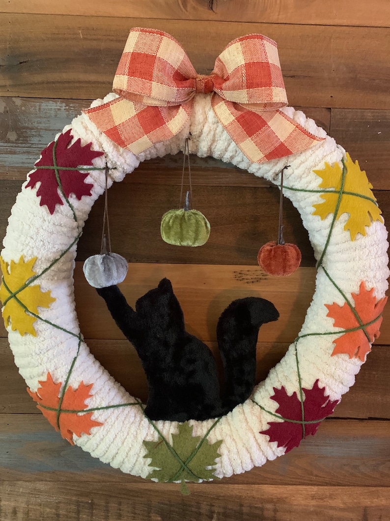 Cat Fall Wreath. Autumn Wreath. - Etsy