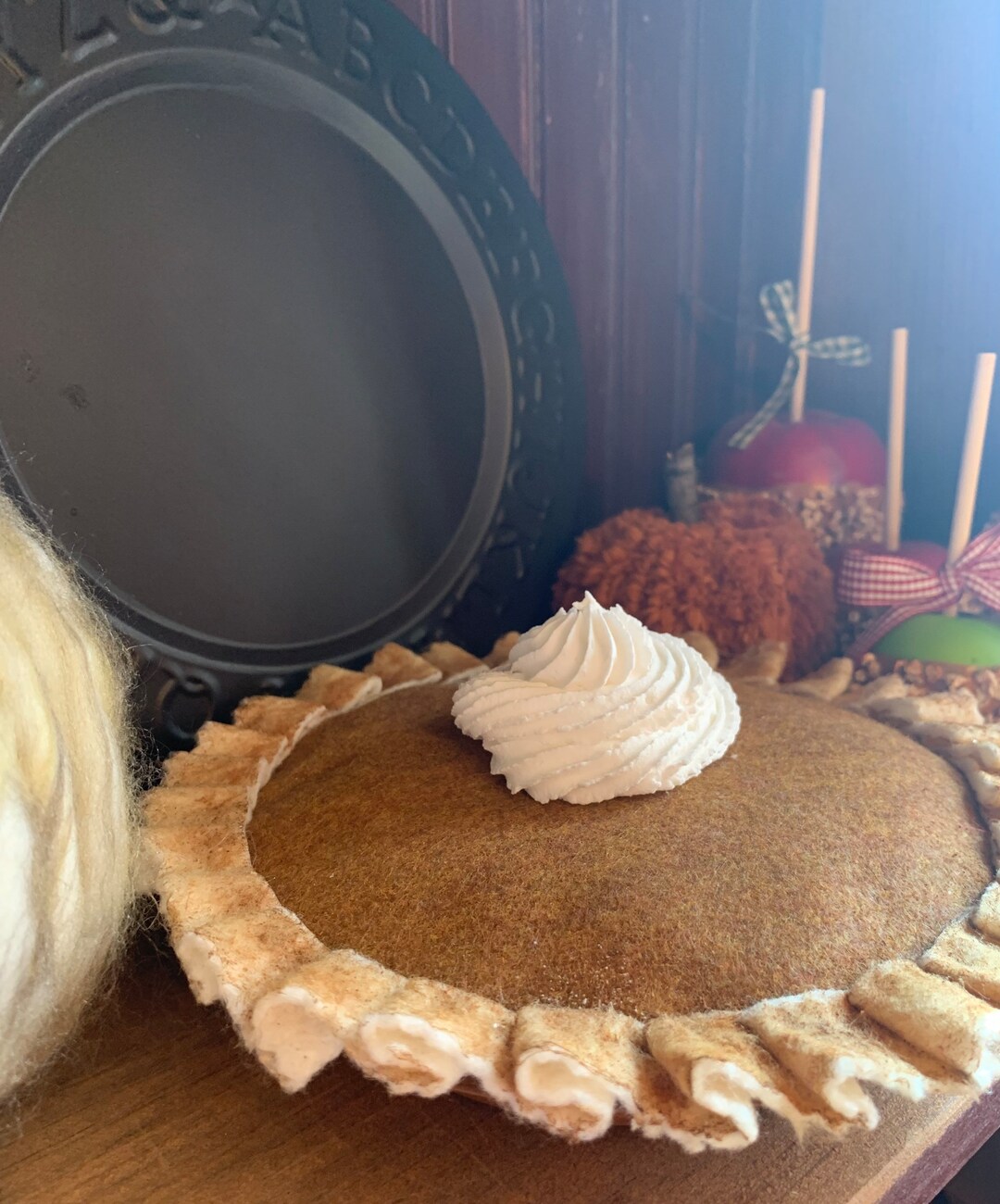 Primitive Pumpkin Pie Decoration, Miniature Faux Pies, Fake Pumpkin Pie ...