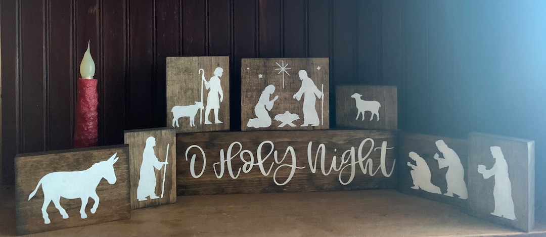 Nativity Set. Nativity Wood Set. Christmas Nativity Scene. Winter ...
