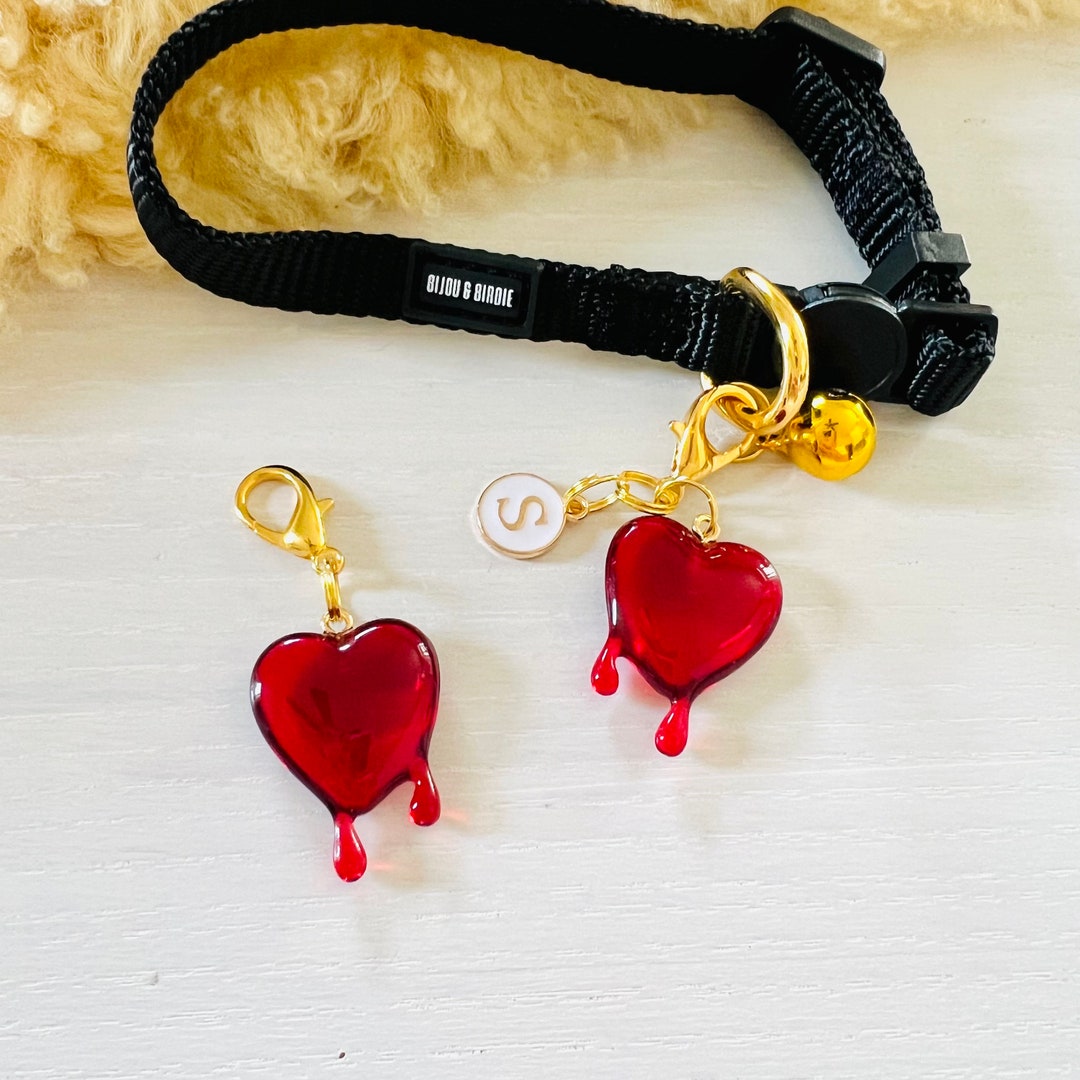 Custom Collar Charm | “BLEEDING HEART” | Cat and Dog Chunky Heart ...