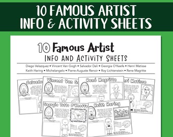 10 Famous Artists Info & Activity Sheets - Etsy Australia