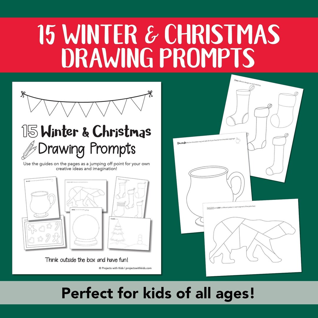 15 Printable Winter & Christmas Drawing Prompts - Etsy