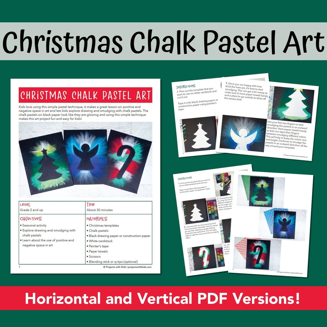 Christmas Chalk Pastel Art Project - Etsy