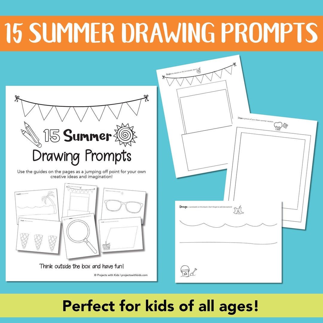 15 Printable Summer Drawing Prompts - Etsy