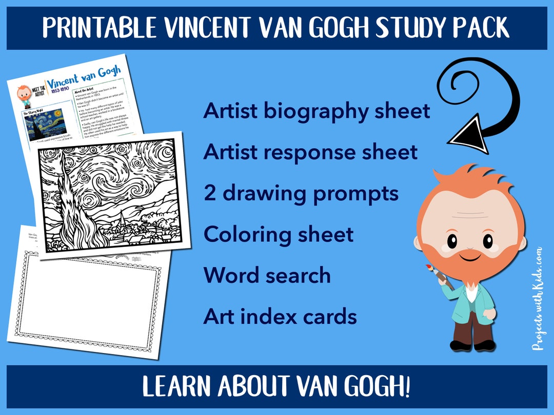 Vincent Van Gogh Famous Artist Printable Study Pack - Etsy