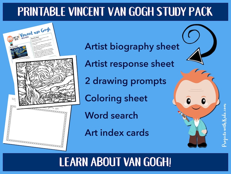 Vincent Van Gogh Famous Artist Printable Study Pack - Etsy