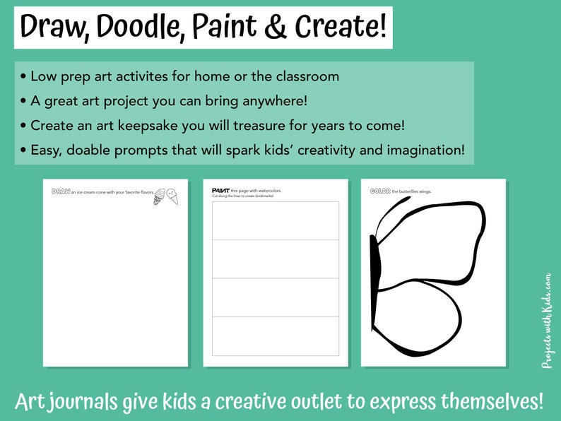 Printable Art Journal for Kids, Drawing Prompts for Kids, Sketchbook ...