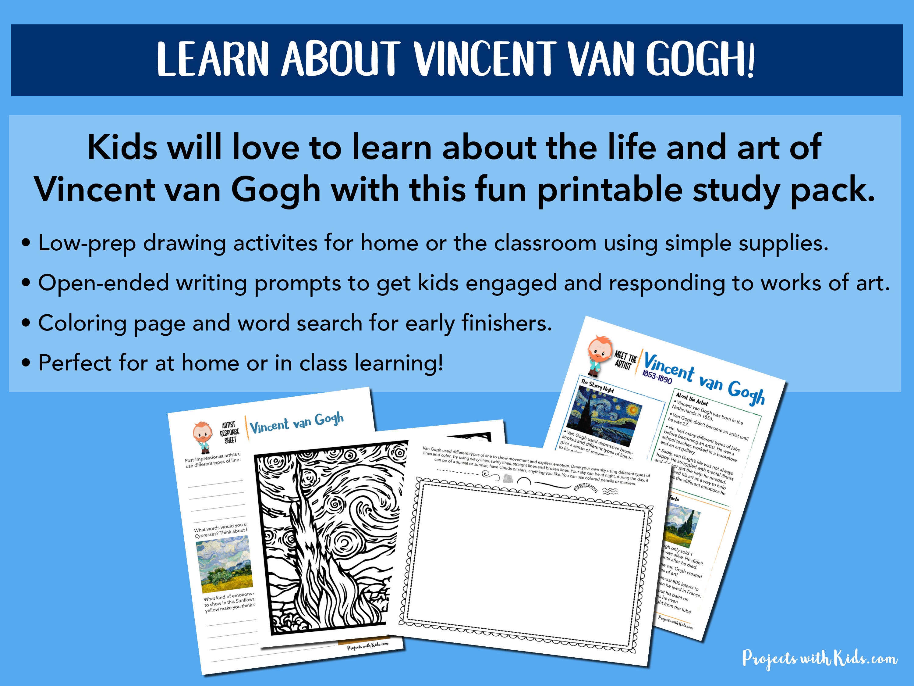 Vincent Van Gogh Famous Artist Printable Study Pack - Etsy