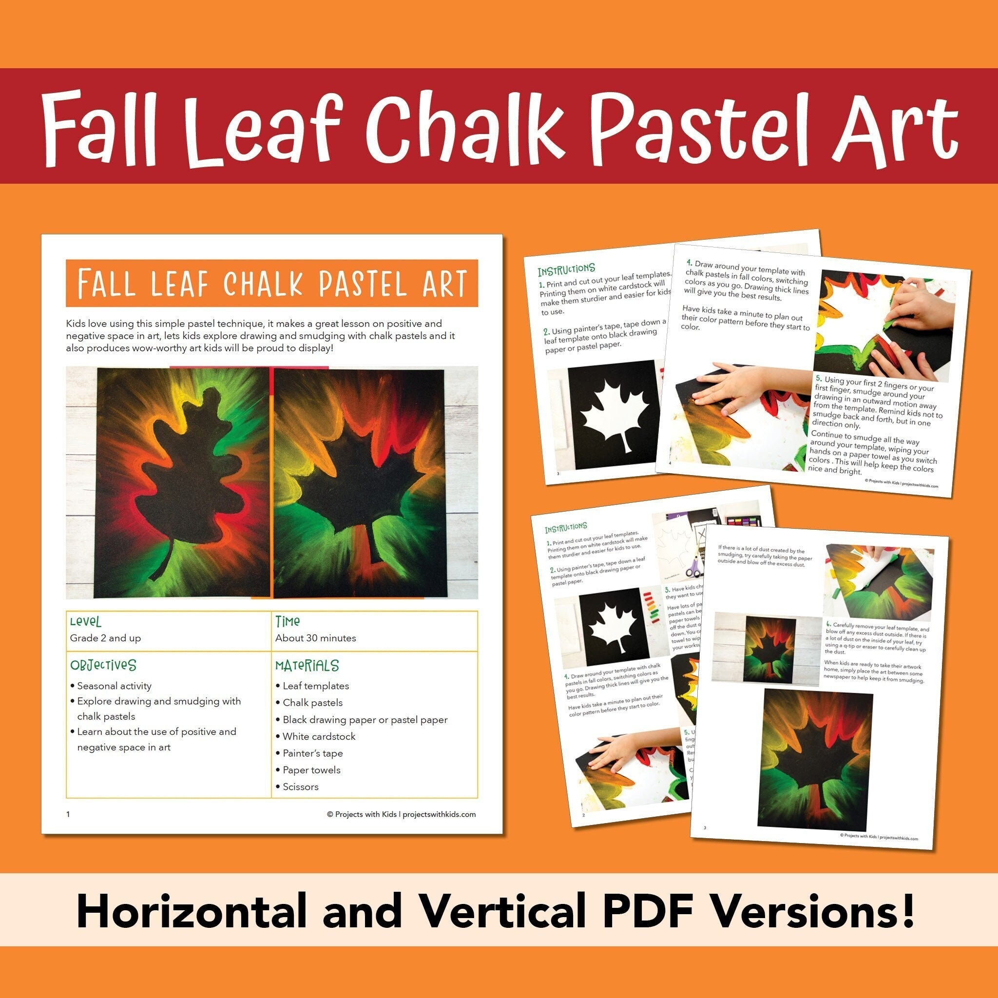 Fall Leaf Chalk Pastel Art Project - Etsy