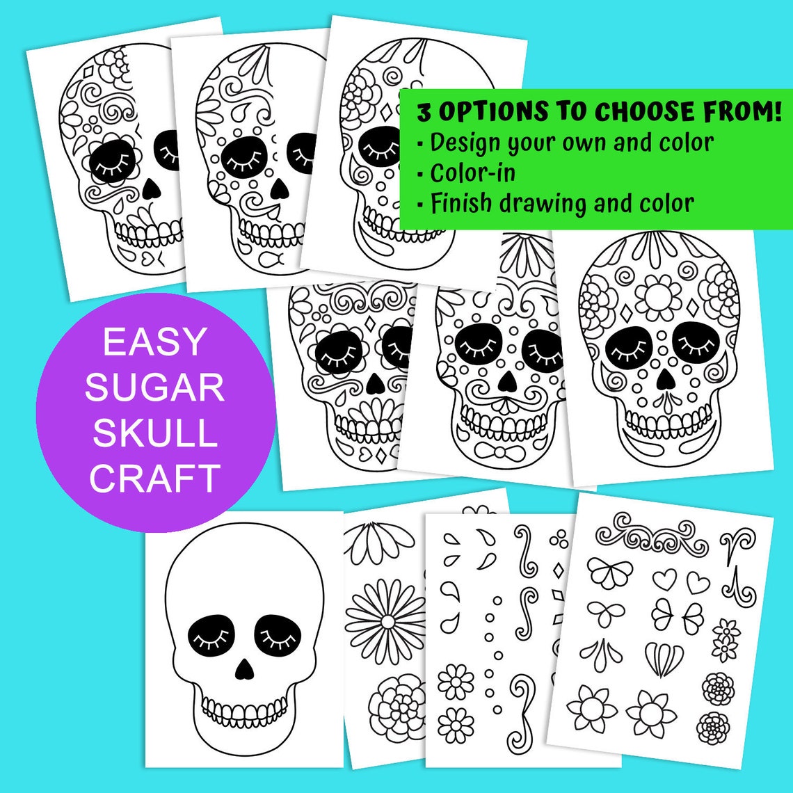 Sugar Skull Craft for Kids - Etsy