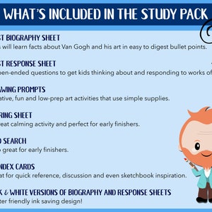 Vincent Van Gogh Famous Artist Printable Study Pack - Etsy