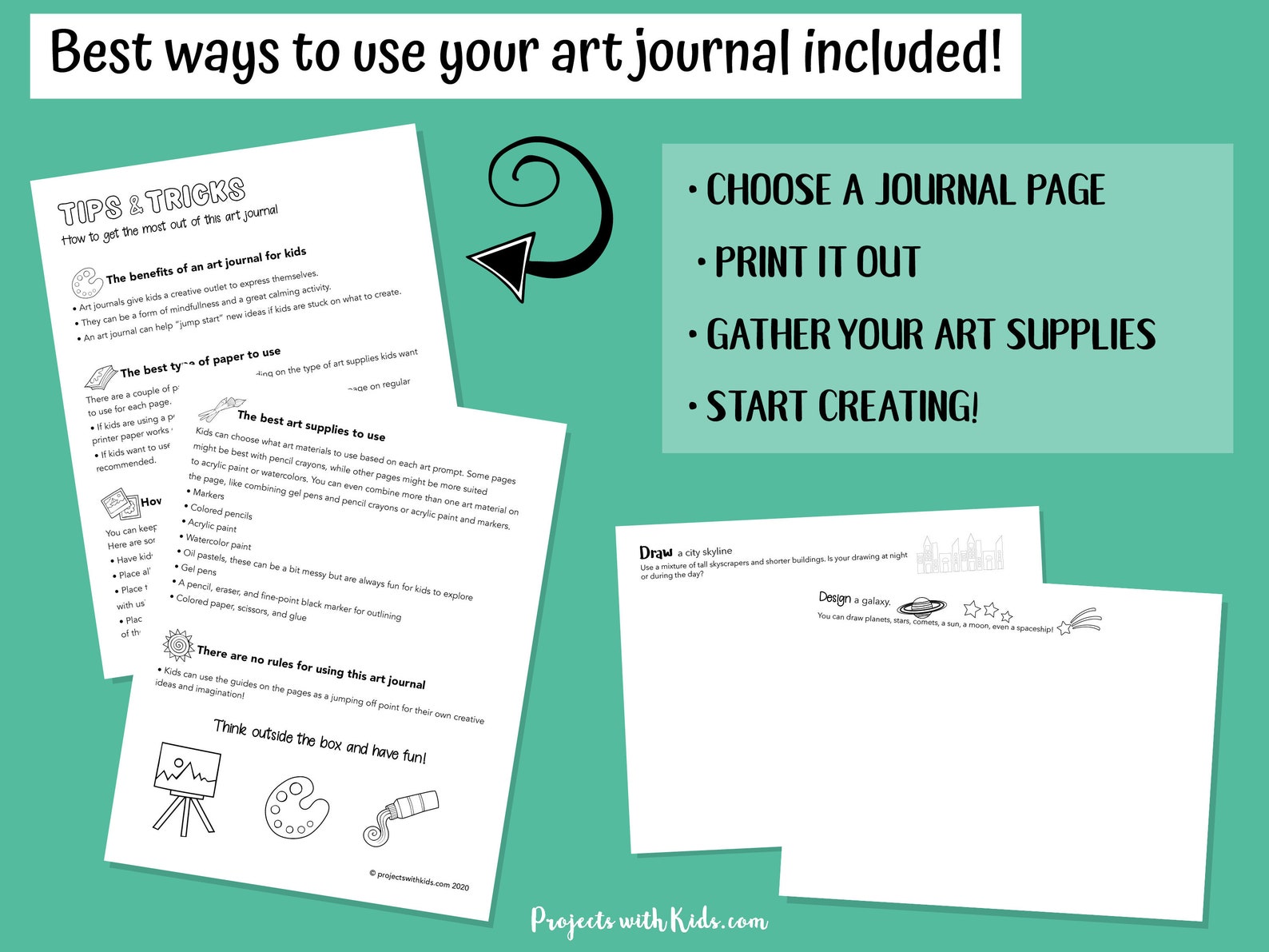 Printable Art Journal for Kids, Drawing Prompts for Kids, Sketchbook ...
