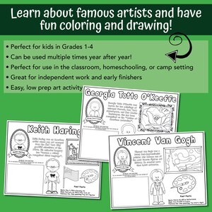 10 Famous Artists Info & Activity Sheets - Etsy