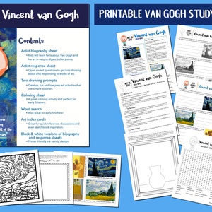 Vincent Van Gogh Famous Artist Printable Study Pack - Etsy