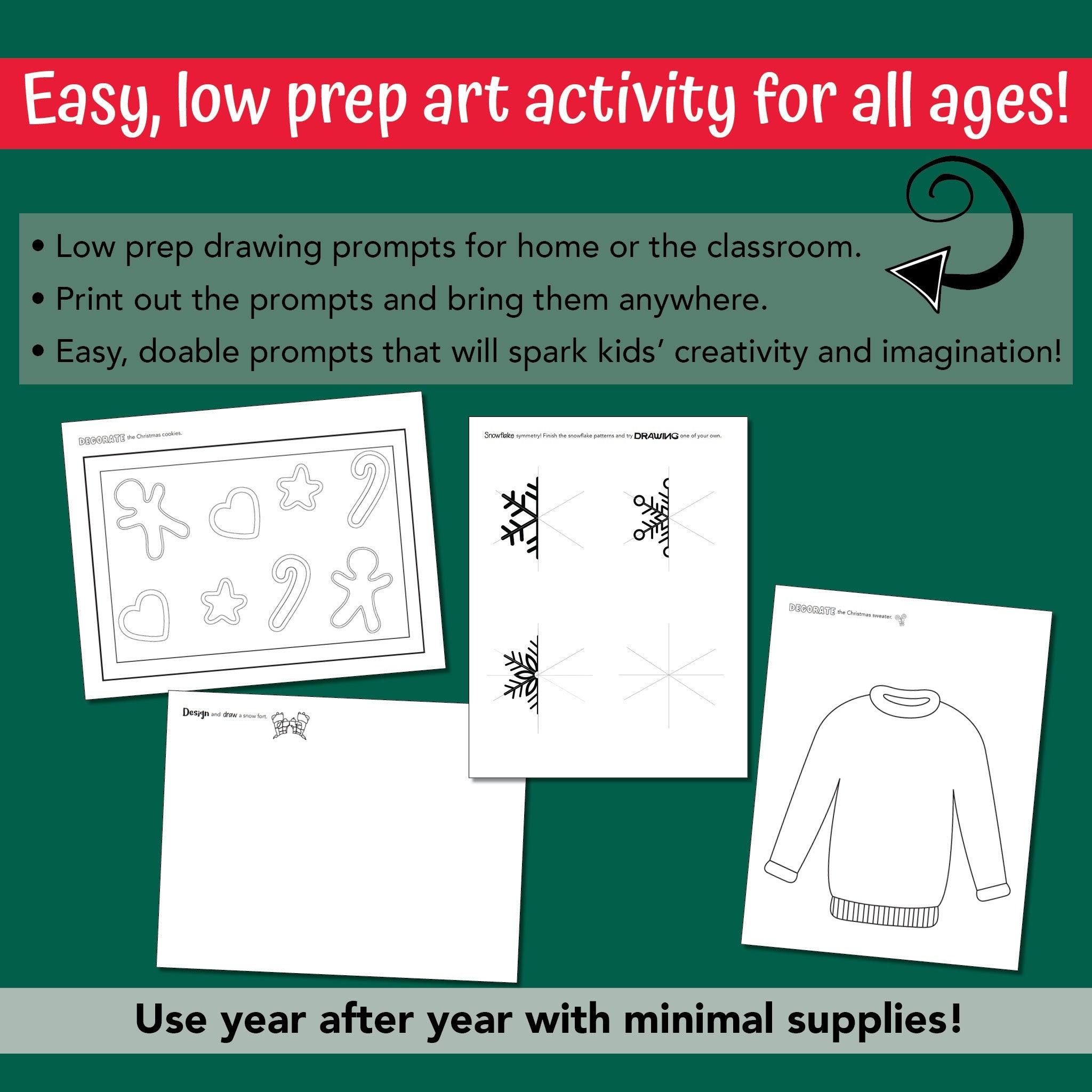 15 Printable Winter & Christmas Drawing Prompts - Etsy