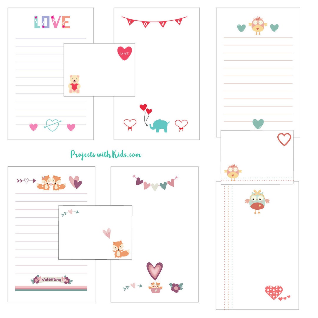 Valentine Printable Stationery Sets, Valentine's Day Notepaper ...