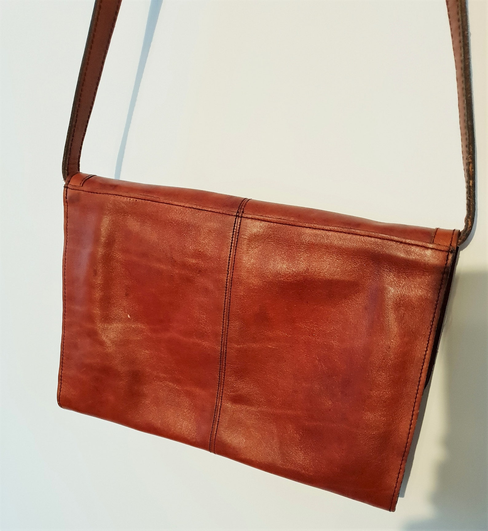 Vintage Leather Cognac Color Shoulder Envelope Bag - Etsy