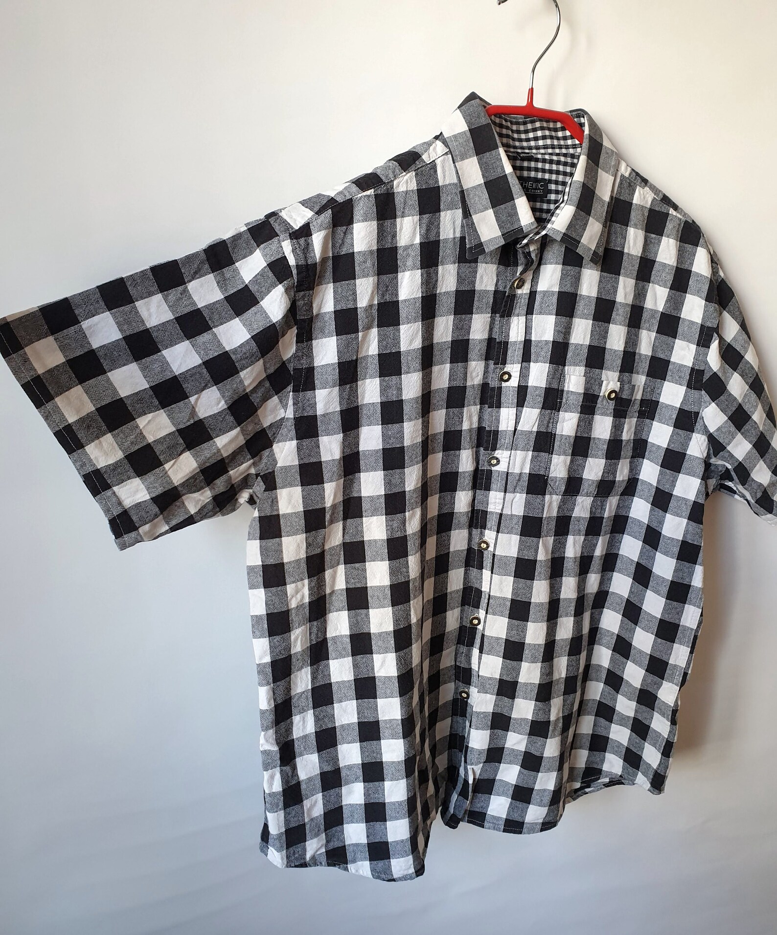 Vintage Men German Bavarian Shirt Tartan Plaid Cotton Shirt Black and ...