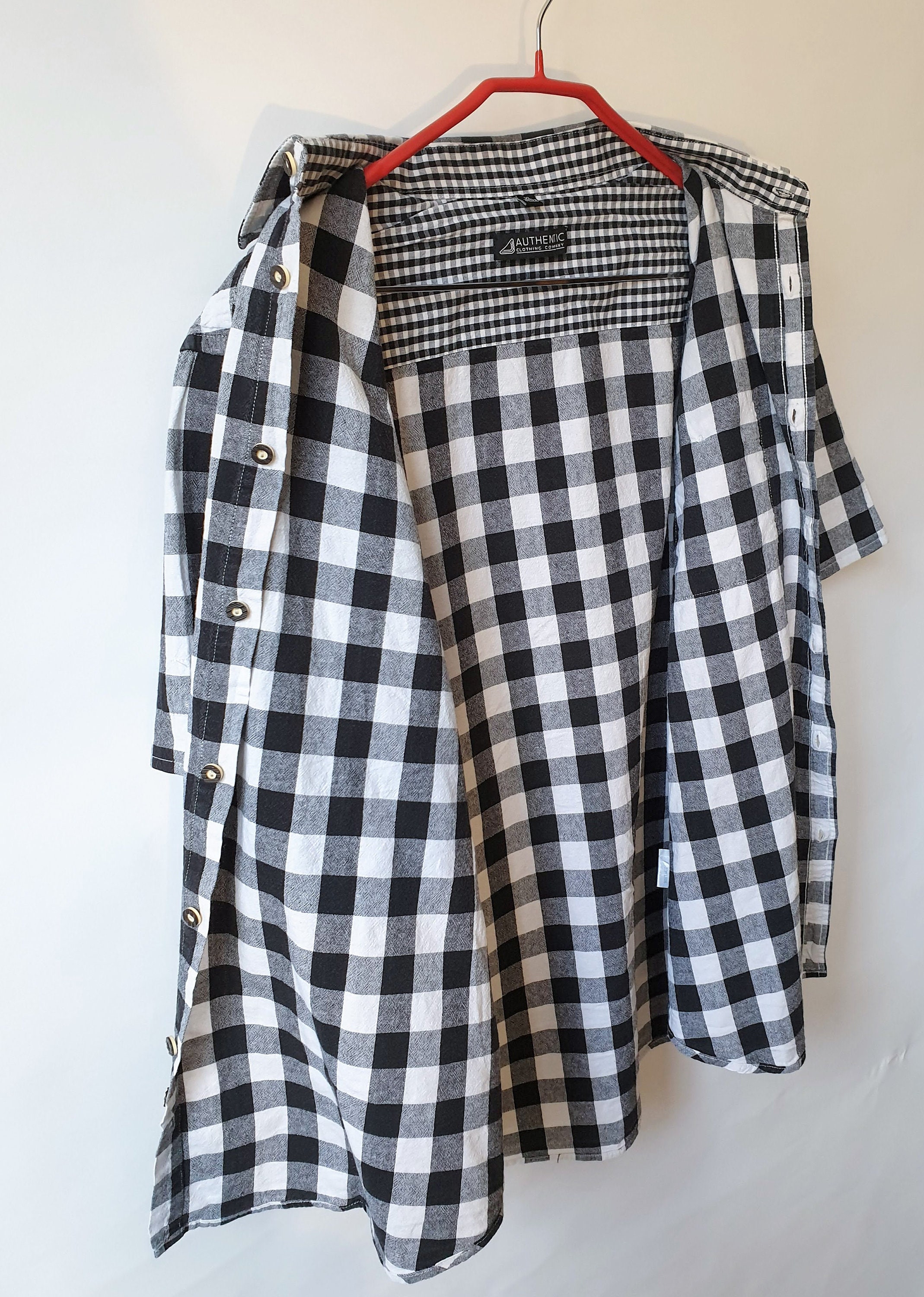 Vintage Men German Bavarian Shirt Tartan Plaid Cotton Shirt Black and ...