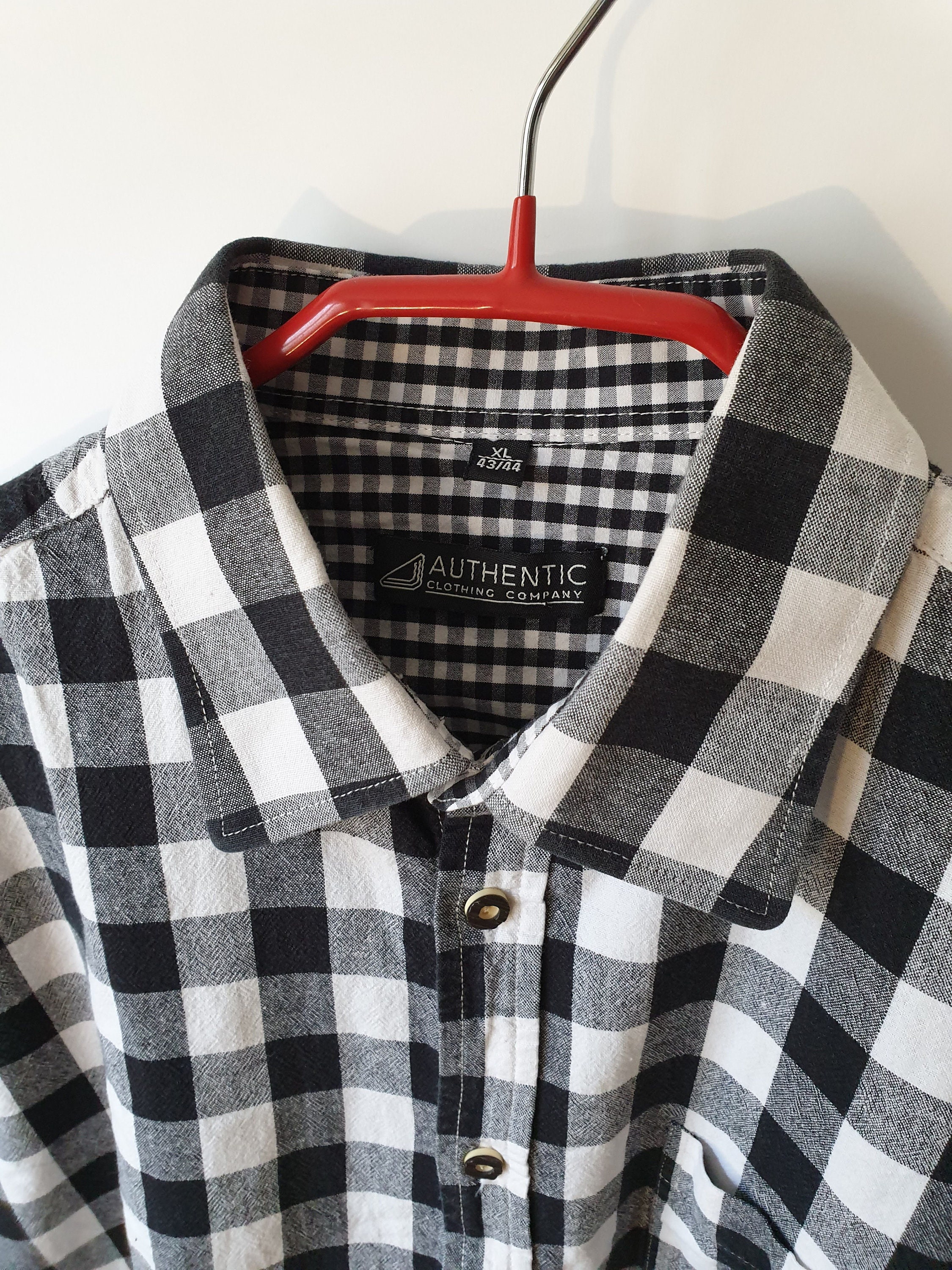 Vintage Men German Bavarian Shirt Tartan Plaid Cotton Shirt Black and ...
