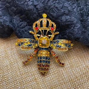 Brooch Large Statement Queen Bee Rhinestone Lapel Pin Jewelry Gift for ...