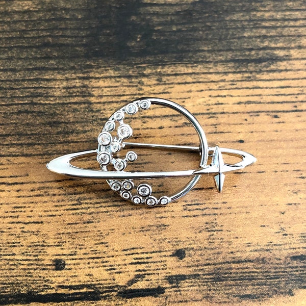 Silver Moon Brooch - Etsy