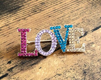 Rhinestone Word Pin - Etsy
