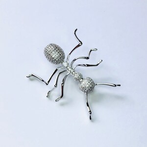 Silver-tone Adorable CZ Cubic Zircon Crystal Ant Sparkly Insects Animal ...