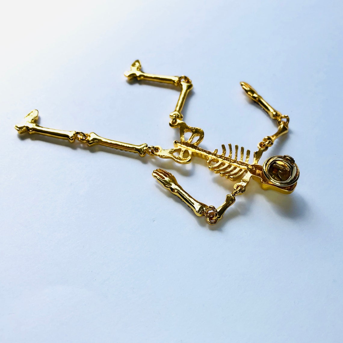 Gold-tone Rhinestone Moveable Human Skeleton Anatomy Creepy - Etsy