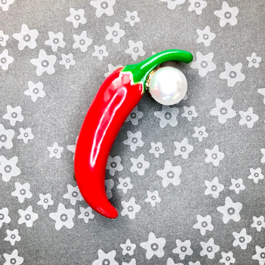 Red Hot Chili Pepper Faux Pearl Brooch/pendant Enamel Pin Jewelry Keto ...