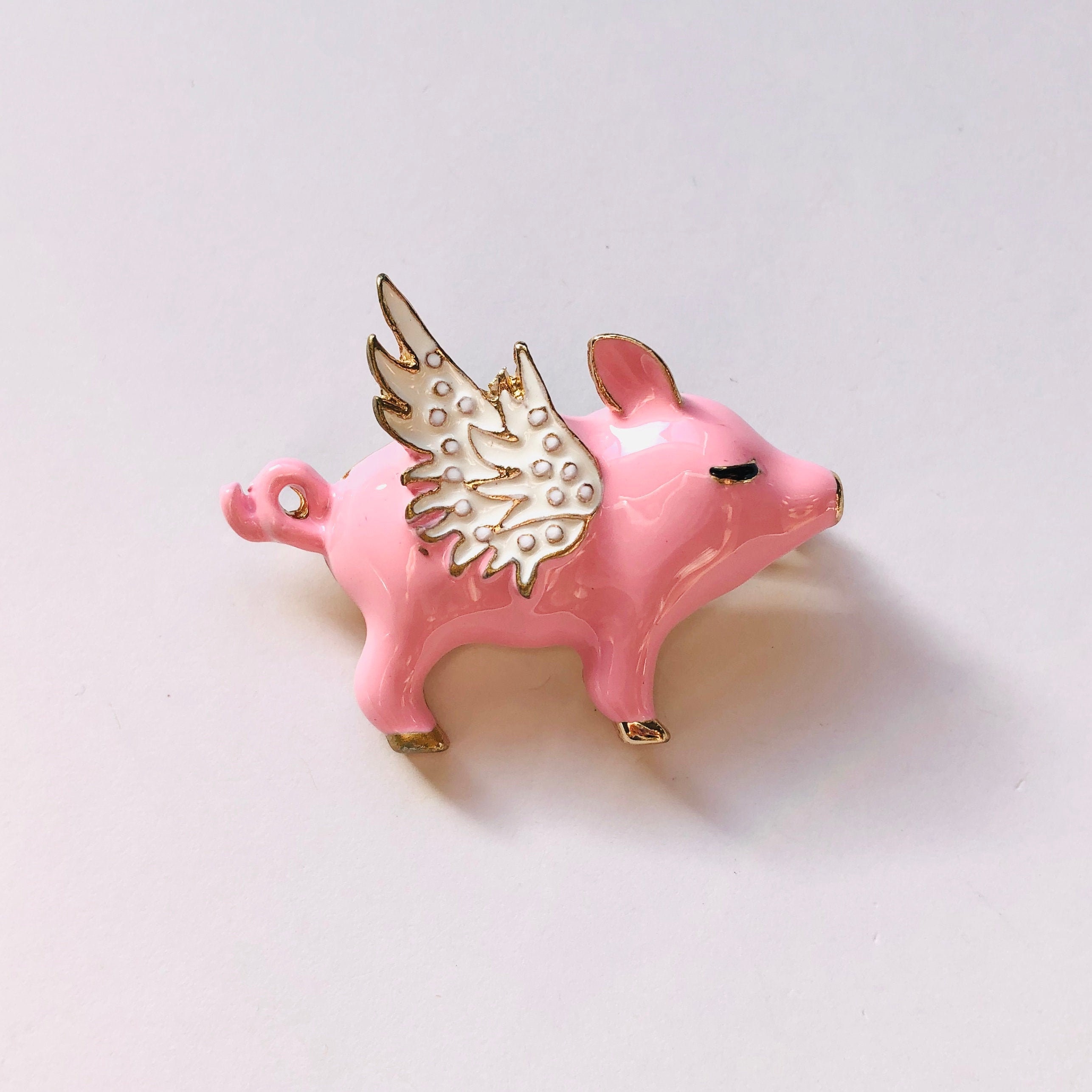 Pink Enamel with Wings Flying Pig When Pigs Fly | Etsy