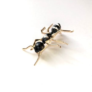 Unique Large Gold-tone Adorable Black & Silver Matt Ant Insects Animal ...