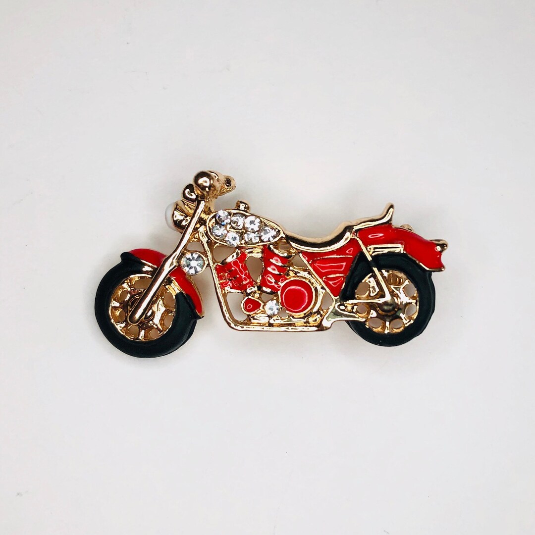 Red Motorcycle Enamel Rhinestone Vehicle Bike Brooch Lapel Pin A467 - Etsy