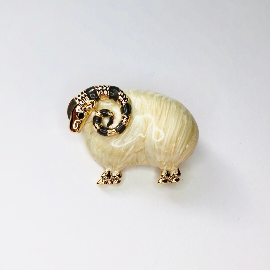 Unique Ram Sheep White Enamel Animal Brooch Pin Jewelry Lover Ram Lover ...