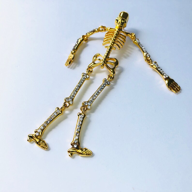 Gold-tone Rhinestone Moveable Human Skeleton Anatomy Creepy - Etsy