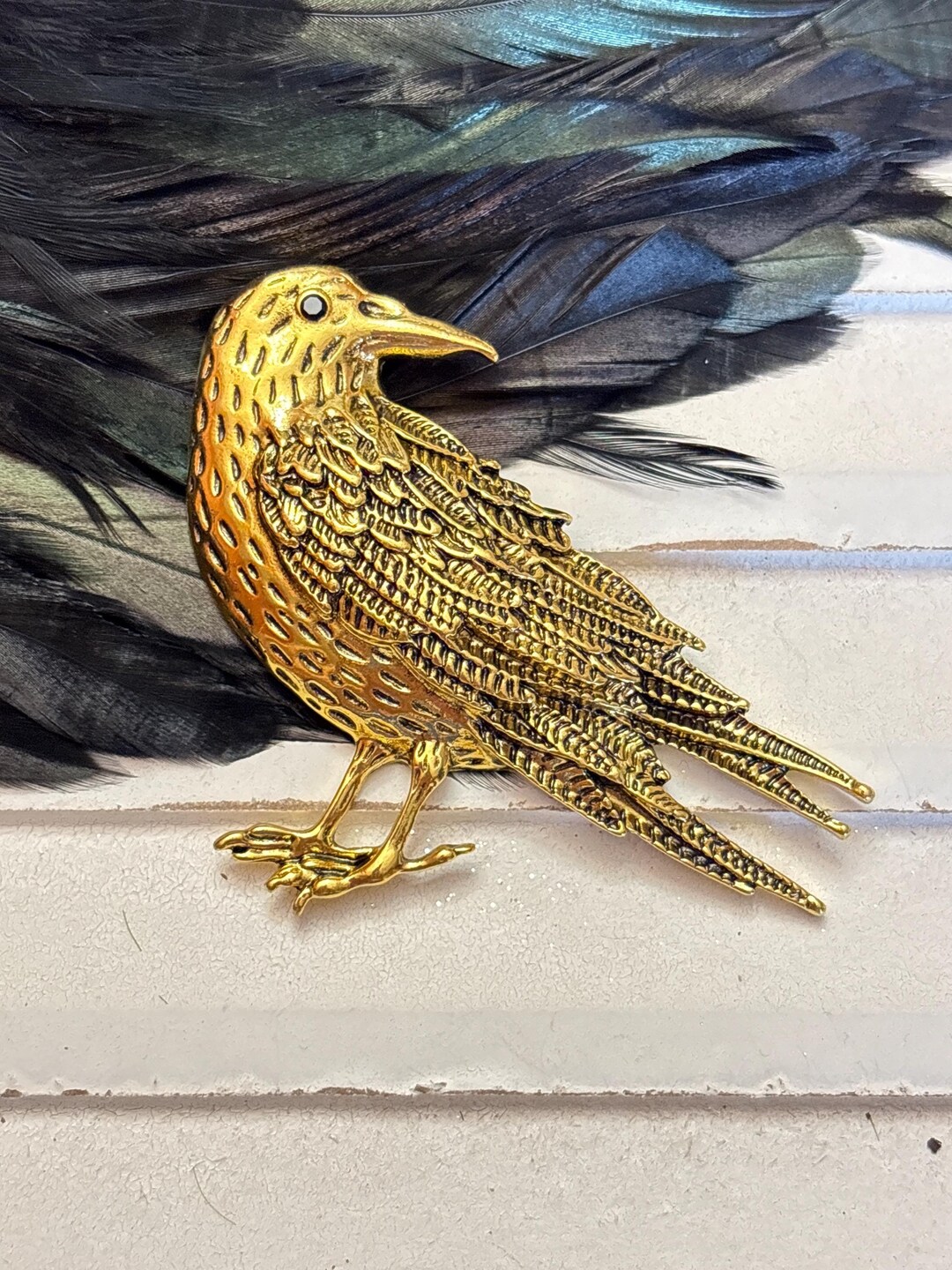 Crow Raven Bird Brooch Lapel Pin Jewelry Macabre Halloween Book Lover ...