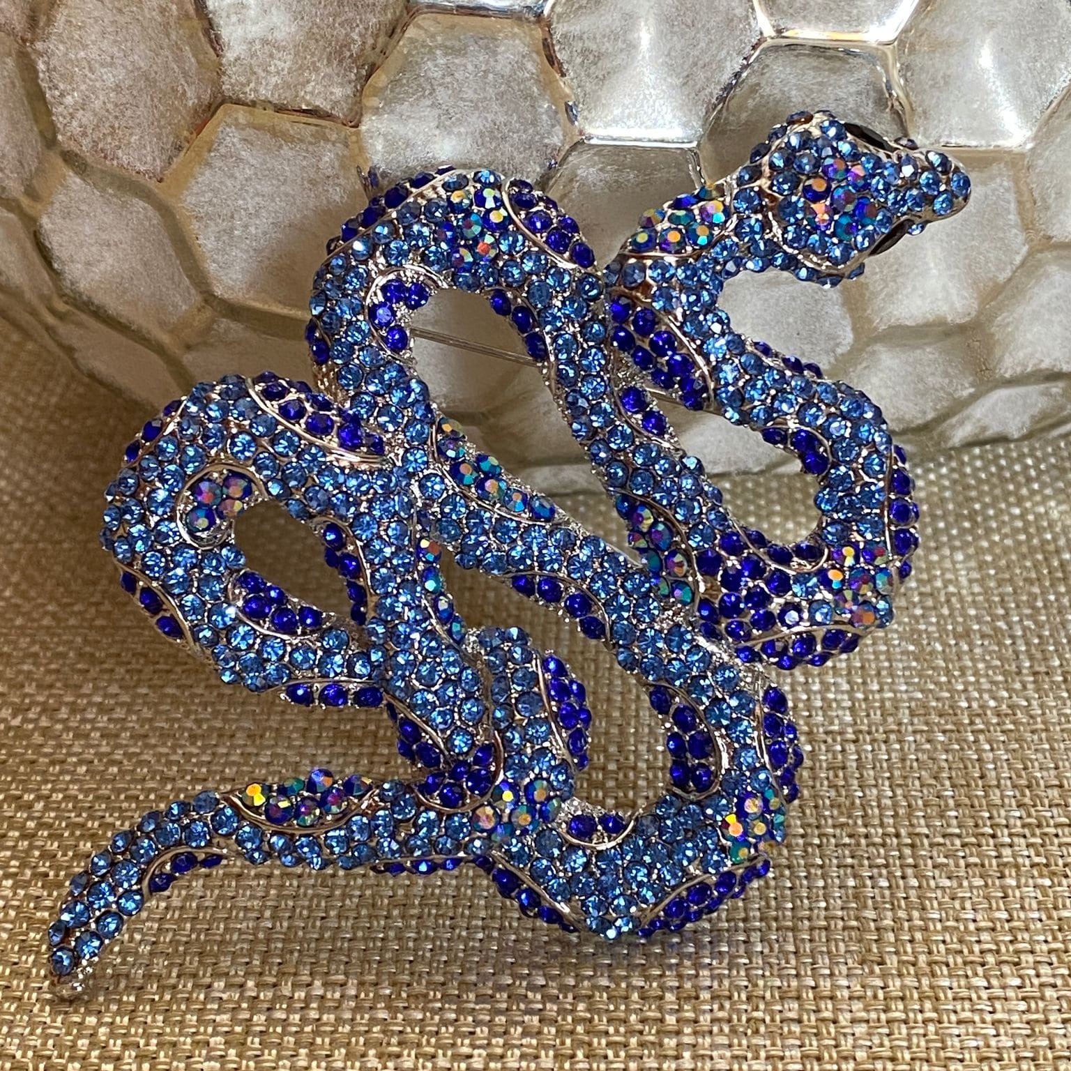 Silver-tone Oversize Large Sparkly Snake with Different Shades | Etsy
