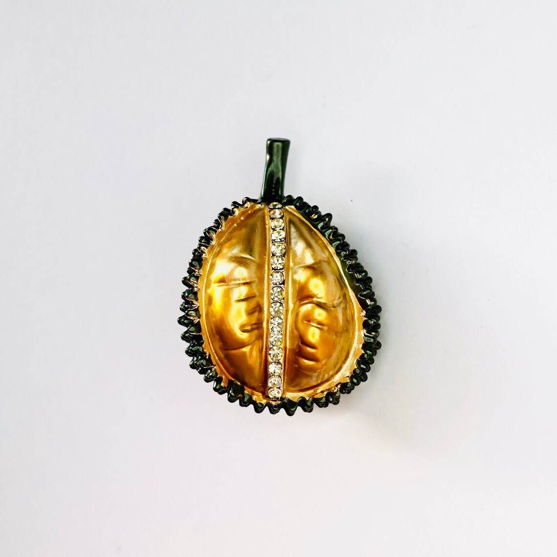 Unique Rose Gold-tone Durian Durio Zibethinus Fruit Fruits Rhinestone ...