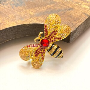 Cute Yellow & Red Crystal Bee Rhinestones Brooch Pin Jewelry Gift Bee ...