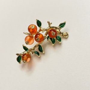 Orange Persimmon Tangerine Fruit Beaded Brooch Lapel Pin Jewelry ...
