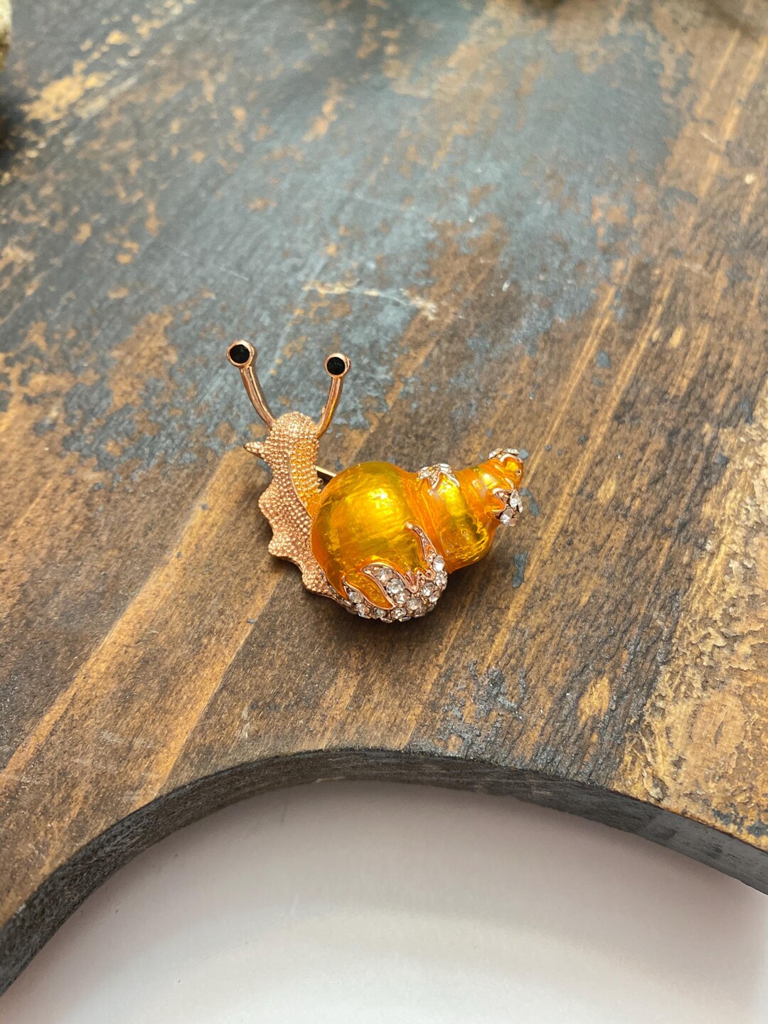Metallic Gold Enamel Shimmering Cute Snail Lapel Pin Brooch Jewelry ...