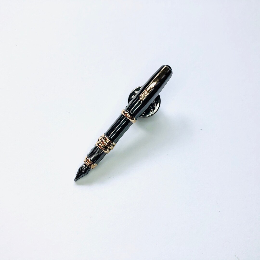 Gunpowder Gray Gold Classic Fancy Ink Fountain Pen Pens School Brooch ...