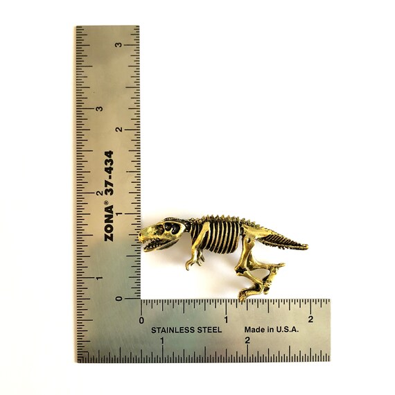 Gold-tone Dinosaur T-rex Skeleton Rhinestone Eye Men … - Gem