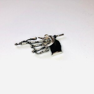 Silver-tone Scottish Black Enamel Bagpipe Bag Pipes Men Tie Pin Tie ...