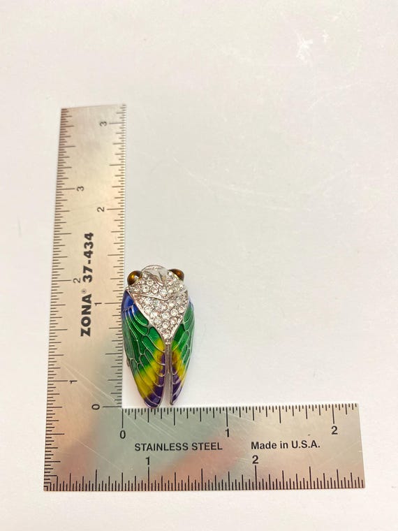 Colorful Rainbow Rhinestone Cicada Insect Brooch Lape… - Gem