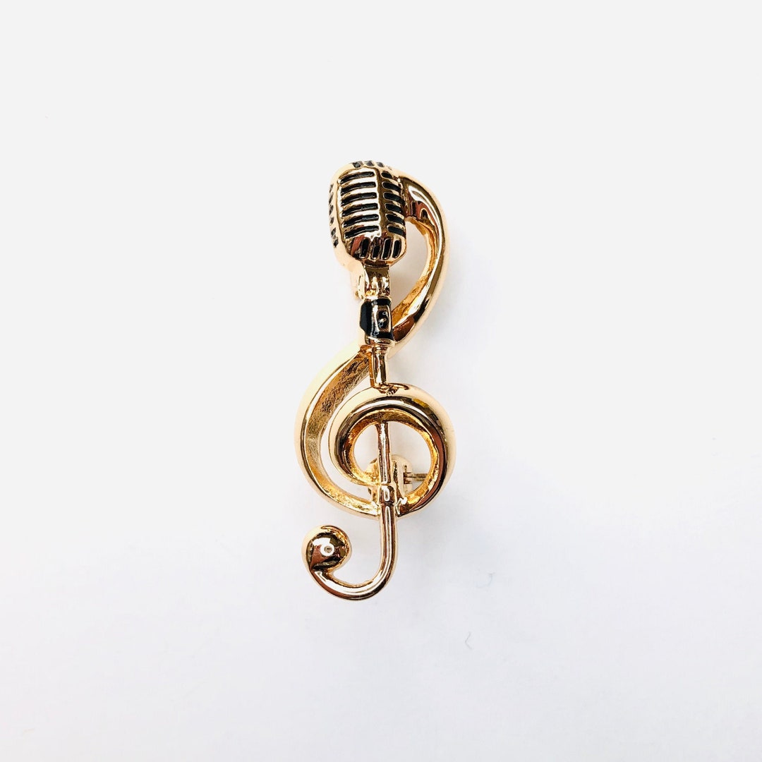 Classic Old-school Retro Gold-tone Microphone Music Note Singer Club ...